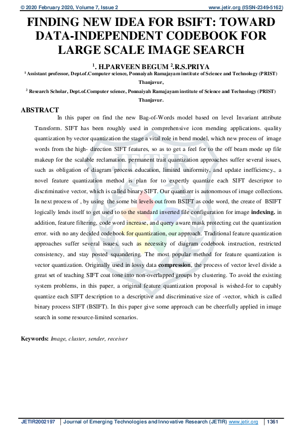 (PDF) BSIFT: Data-Independent Feature Quantization for Image Search