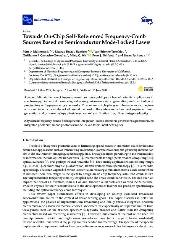 (PDF) Towards On-Chip Self-Referenced Frequency-Comb Sources Based on ...