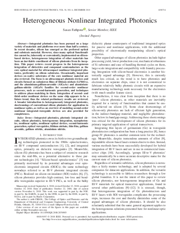 (PDF) Heterogeneous Nonlinear Integrated Photonics