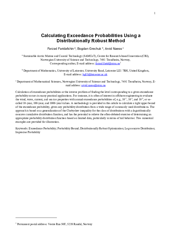(PDF) Calculating exceedance probabilities using a distributionally robust method