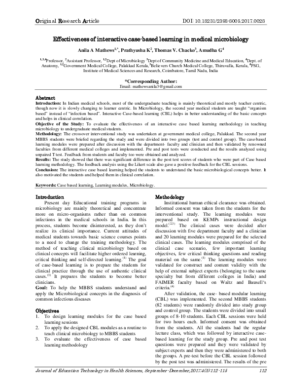 (PDF) Effectiveness of interactive case-based learning in medical ...