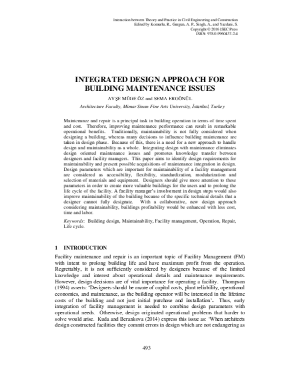 (PDF) Integrated Design Approach for Building Maintenance Issues