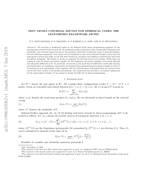 (PDF) Improved Bounds for Spherical Codes
