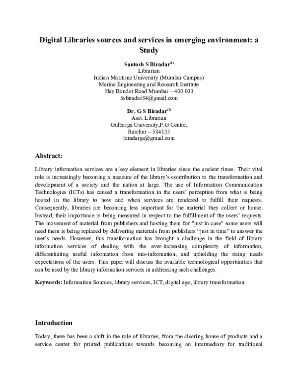 (DOC) Digital Library sources and services in emerging digital ...