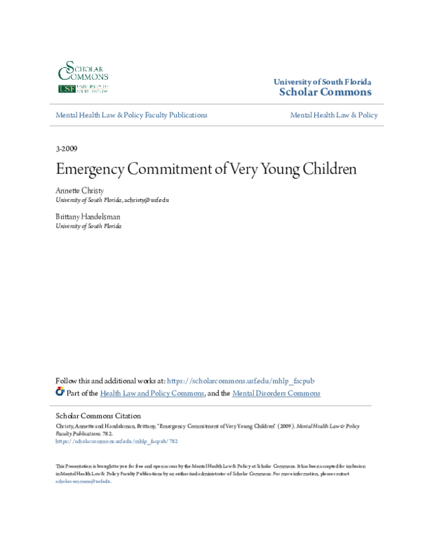(PDF) Emergency commitment of very young children
