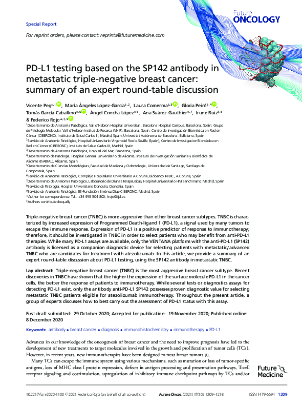 (PDF) PD-L1 testing based on the SP142 antibody in metastatic triple ...