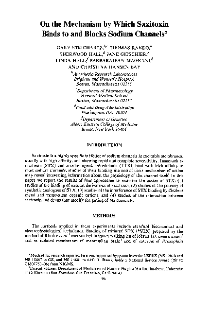 (PDF) On the Mechanism by Which Saxitoxin Binds to and Blocks Sodium ...