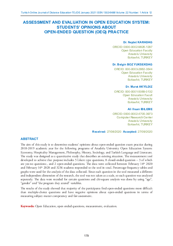 (PDF) Assessment and Evaluation in Open Education System: Students ...