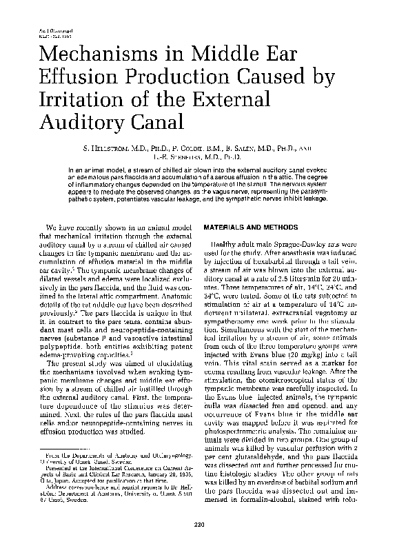 (PDF) Mechanisms in middle ear effusion production caused by irritation ...