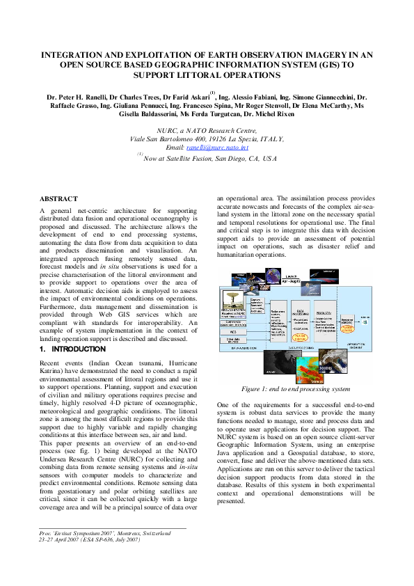 (PDF) Integration and Exploitation of Earth Observation Imagery in an ...