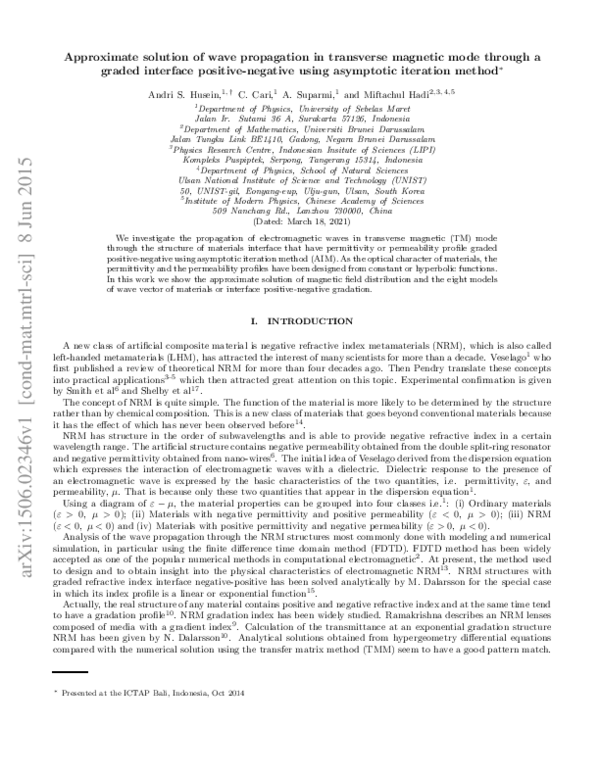 (PDF) Wave Propagation in TM Mode through Graded Interfaces