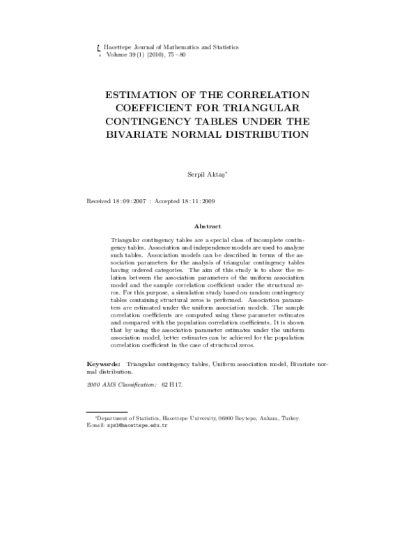 Pdf Estimation Of The Correlation Coefficient For Triangular