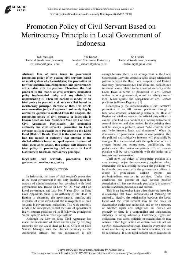 (PDF) Promotion Policy of Civil Servant Based on Meritrocracy Principle ...