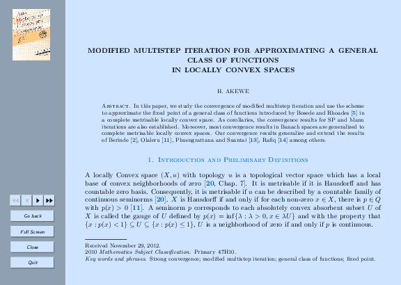 Pdf 39 Modified Multistep Iteration For Approximating A General Class Of Functions In Locally