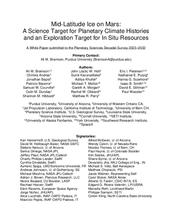 (PDF) Mid-Latitude Ice on Mars: A Science Target for Planetary Climate ...