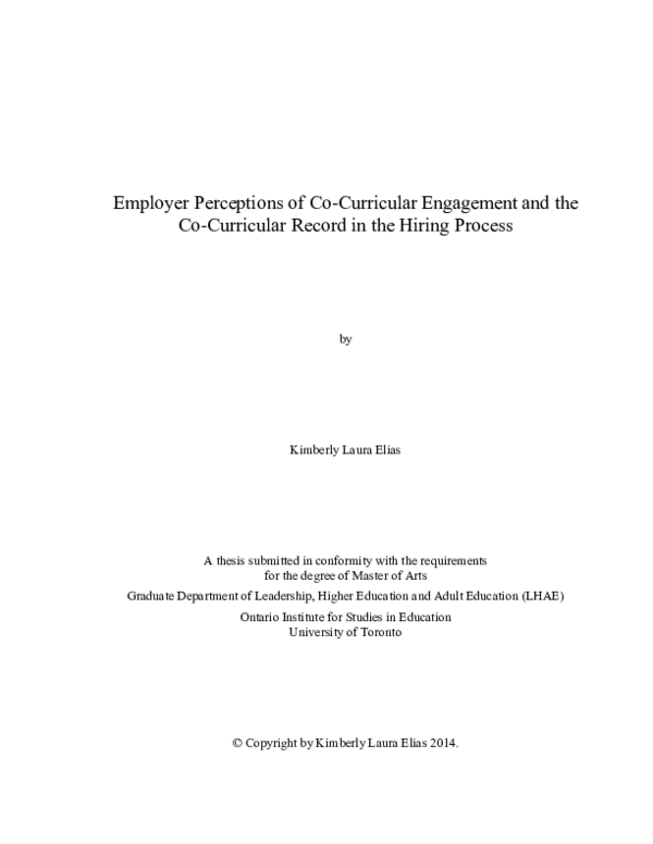 (PDF) Employer Perceptions of Co-curricular Engagement and the Co-curricular Record in the ...