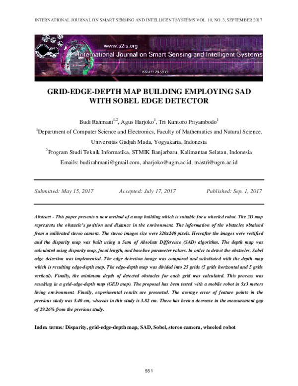 (PDF) Grid-Edge-Depth Map Building Employing Sad with Sobel Edge Detector