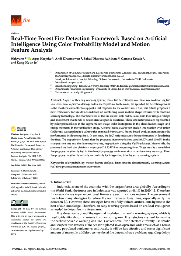 (PDF) Real-Time Forest Fire Detection Framework Based on Artificial ...
