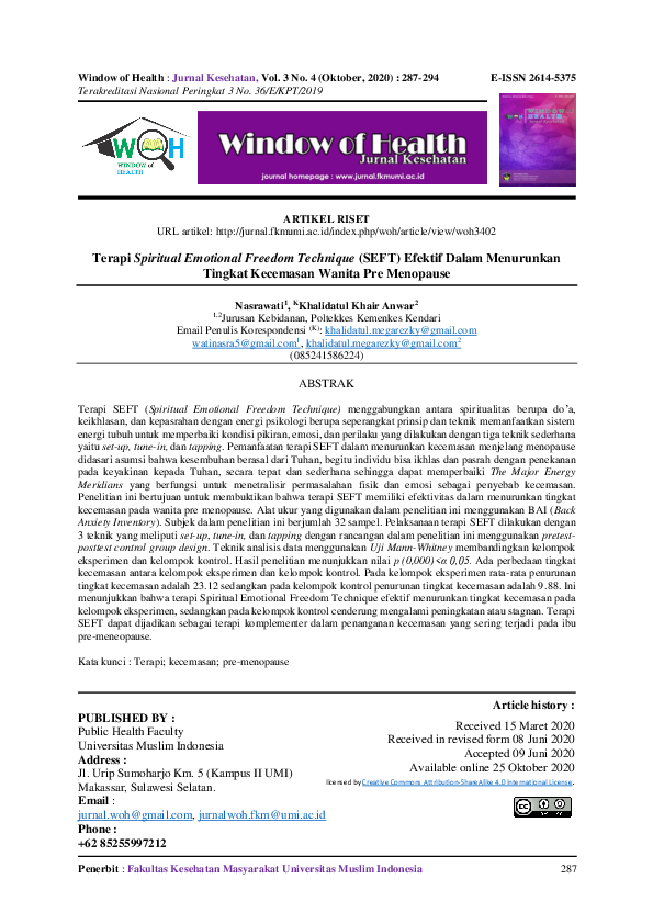 (PDF) Terapi Spiritual Emotional Freedom Technique (SEFT) Efektif Dalam ...