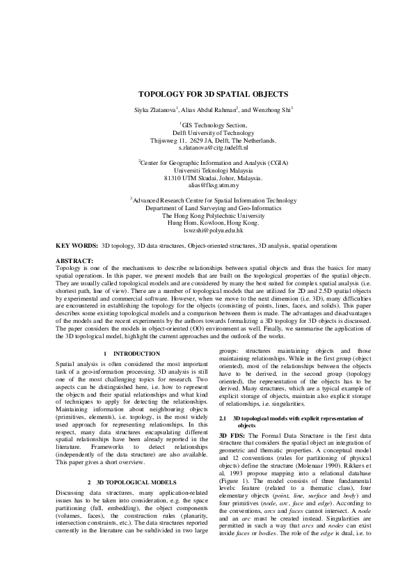 (PDF) Topology for 3D spatial objects