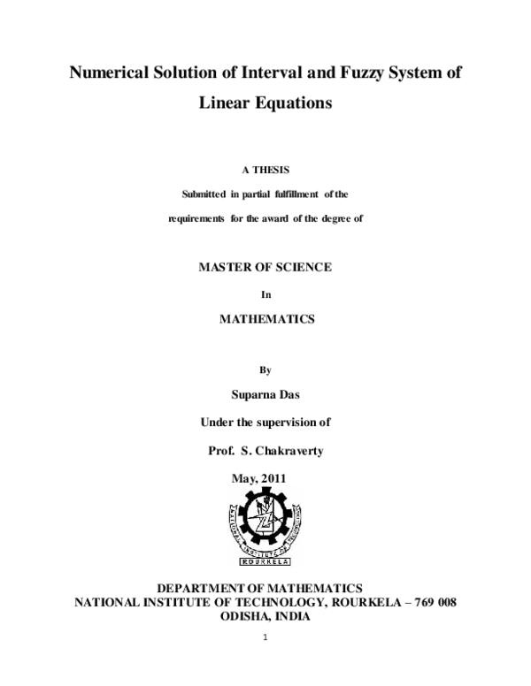 (PDF) Numerical solution of interval and fuzzy system of linear equations