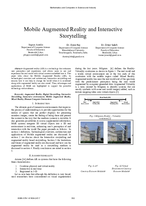 (PDF) Mobile Augmented Reality and Interactive Storytelling