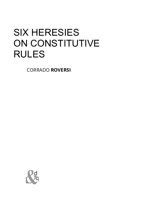 (PDF) Six Heresies on Constitutive Rules