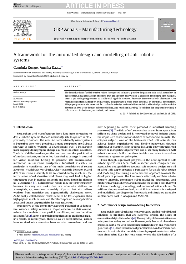 Pdf A Framework For The Automated Design And Modelling Of Soft