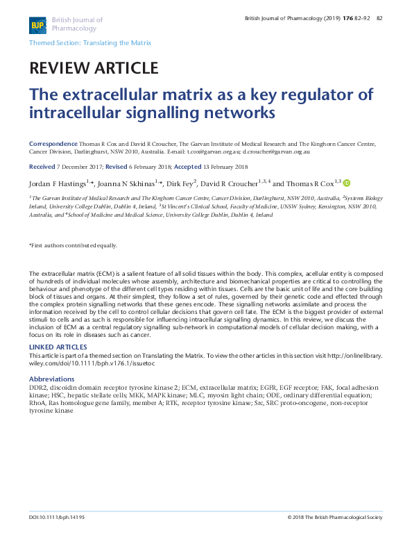 (PDF) The extracellular matrix as a key regulator of intracellular ...