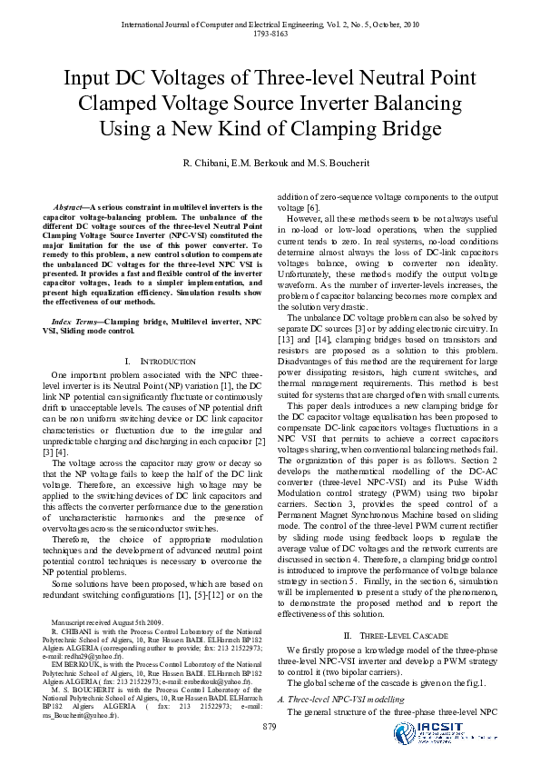 (PDF) Input DC Voltages of Three-level Neutral Point Clamped Voltage ...