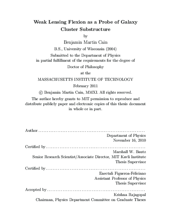 (PDF) Weak lensing flexion as a probe of galaxy cluster substructure