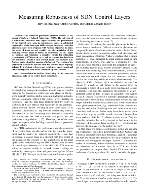 (PDF) Measuring Robustness of SDN Control Layers