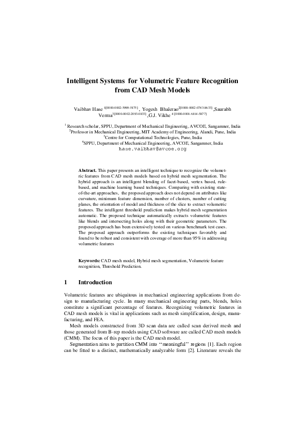 (PDF) Intelligent systems for volumetric feature recognition from CAD ...