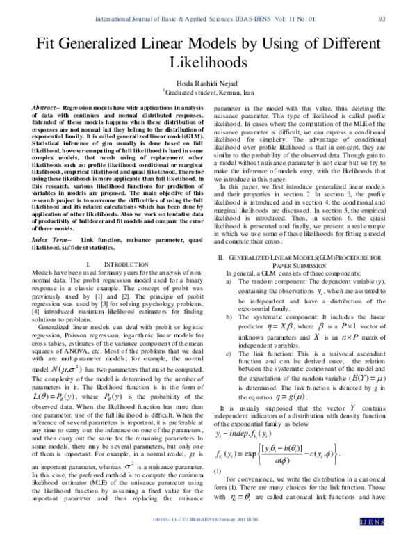 (PDF) Fit Generalized Linear Models by Using of Different Likelihoods