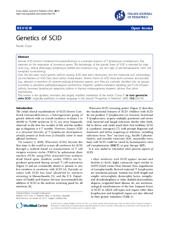 (PDF) REVIEW Open Access Genetics of SCID