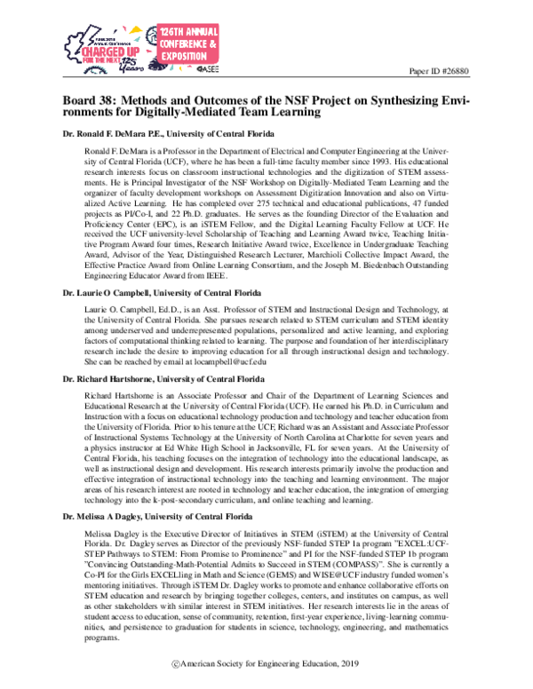 (PDF) Board 38: Methods and Outcomes of the NSF Project on Synthesizing ...