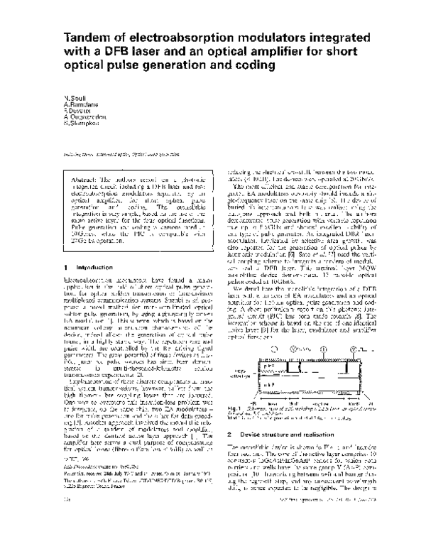 (PDF) Tandem of electroabsorption modulators integrated with a DFB ...