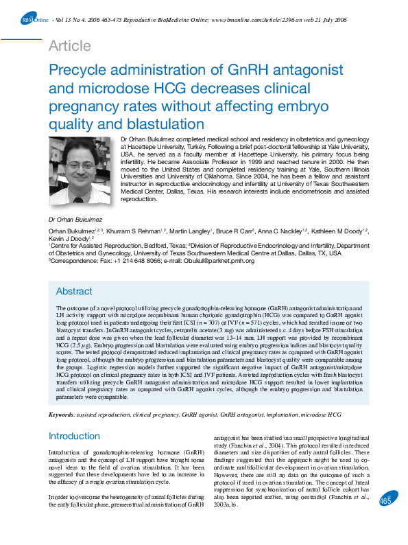 (PDF) Precycle administration of GnRH antagonist and microdose HCG ...