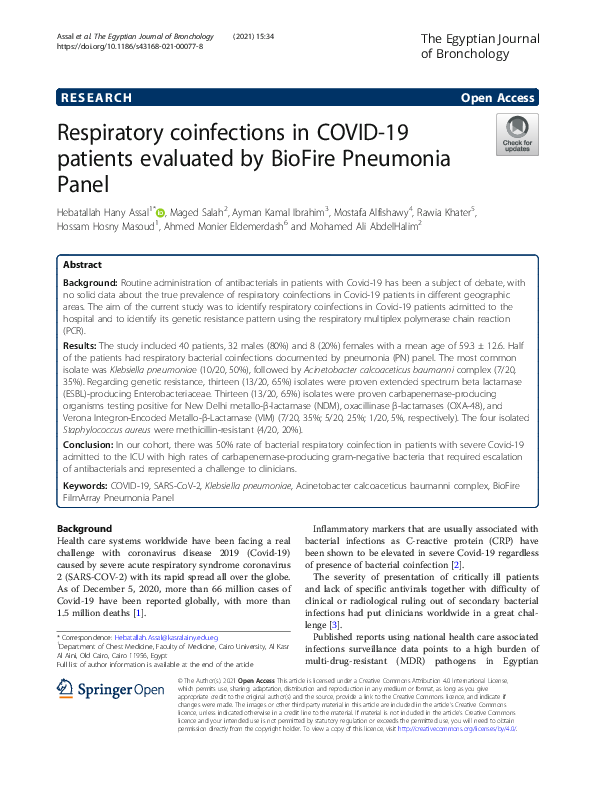 (PDF) Respiratory coinfections in COVID-19 patients evaluated by ...