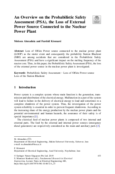 (PDF) An Overview on the Probabilistic Safety Assessment (PSA), the ...