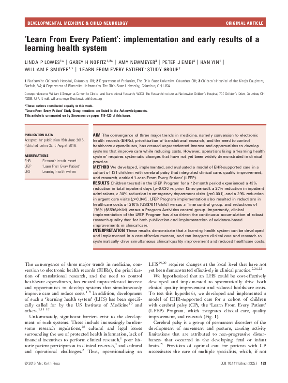 (PDF) ‘Learn From Every Patient’: implementation and early results of a ...