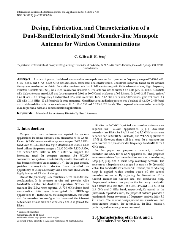(PDF) Design of a dual-mode meander-line loaded monopole antenna with ...