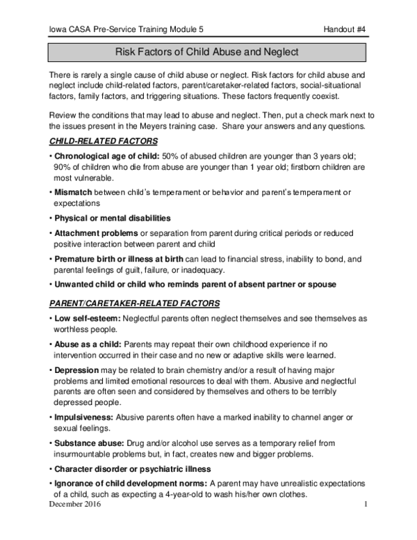(PDF) Risk factors in child abuse and neglect