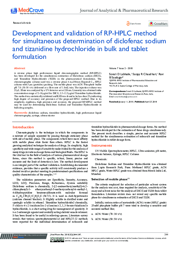 Pdf Development And Validation Of Rp Hplc Method For The Simultaneous Estimation Of