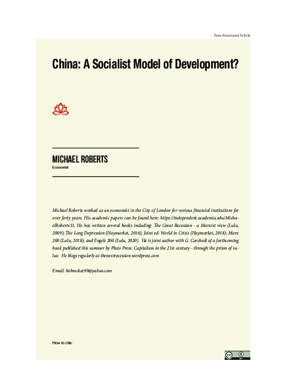 (PDF) China: A Socialist Model of Development