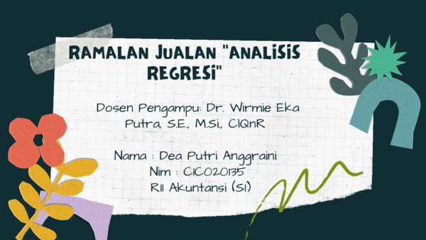 (PDF) DEA PUTRI ANGGRAINI (C1C020135) PPT ANALISIS REGRESI