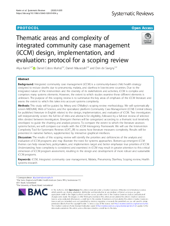 (PDF) Thematic areas and complexity of integrated community case ...
