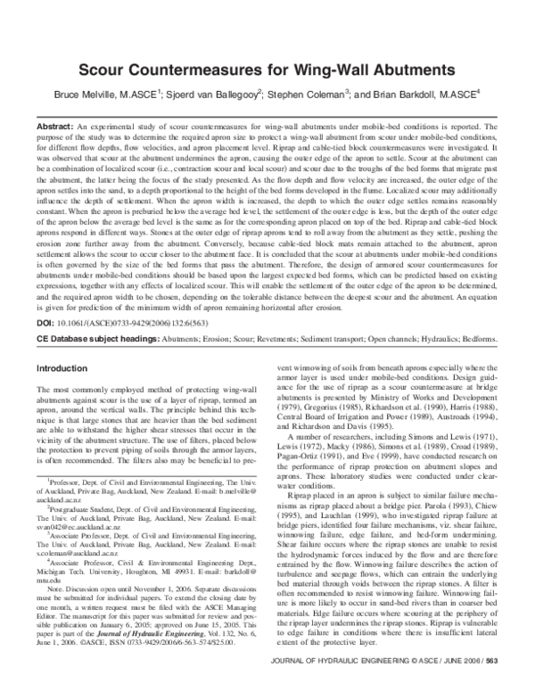 (PDF) Scour Countermeasures for Wing-Wall Abutments