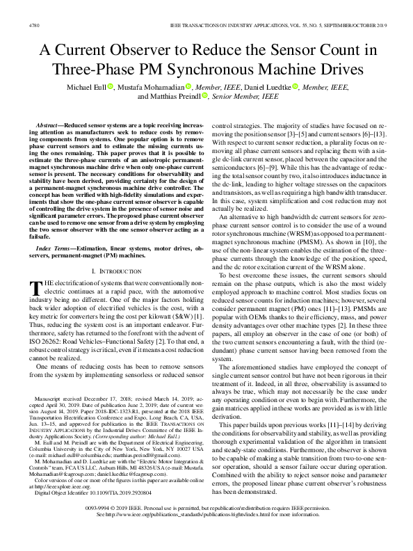 (PDF) A Current Observer to Reduce the Sensor Count in Three-Phase PM ...