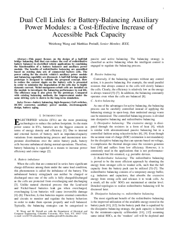(PDF) Dual Cell Links for Battery-Balancing Auxiliary Power Modules: a ...